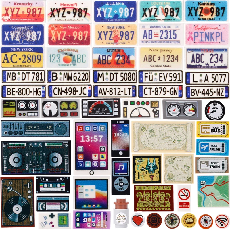 MOC-Money-Building-Blocks-Kit-Printed-Tiles-1x2-Money-Printed-Bank ...