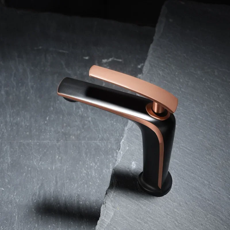 Under-Counter-Basin-Black-Gold-Faucet-Mixed-Hot-Cold-Water-Washbasin ...