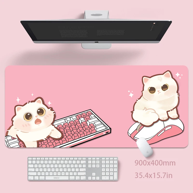 Cute Cat Mouse Pad Gamer Pink Mousepads Big Gaming Mousepad XXL Mouse ...