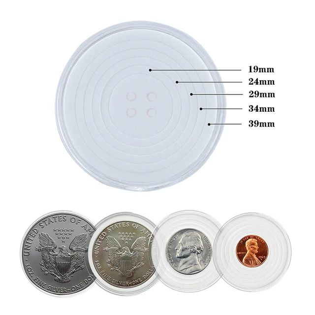 10Pcs Coin Capsules Holder with Adjustable Foam Gasket 46mm Clear ...