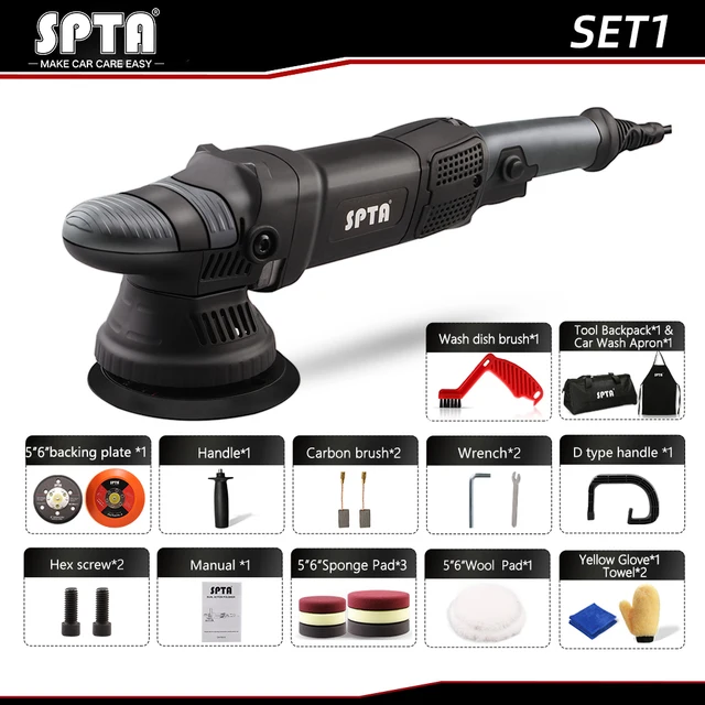 SPTA 5inch 780W Dual Action Polisher Orbit 15mm Auto Polisher DA Car ...