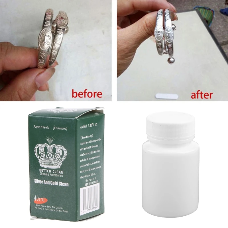Gentle Jewelry Cleaner Kit with Polishing Cloth Liquid Tarnish Remover ...