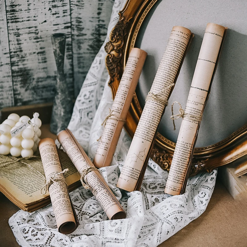 Ahunderjiaz New Retro Old Book Scroll Yellow Book Scroll Photography ...