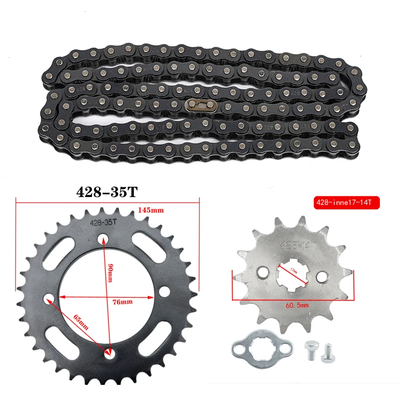 428-Chain-Kit-Five-Star-Chain-Disc-Rear-Sprocket-428-Chain-110-Link-14 ...