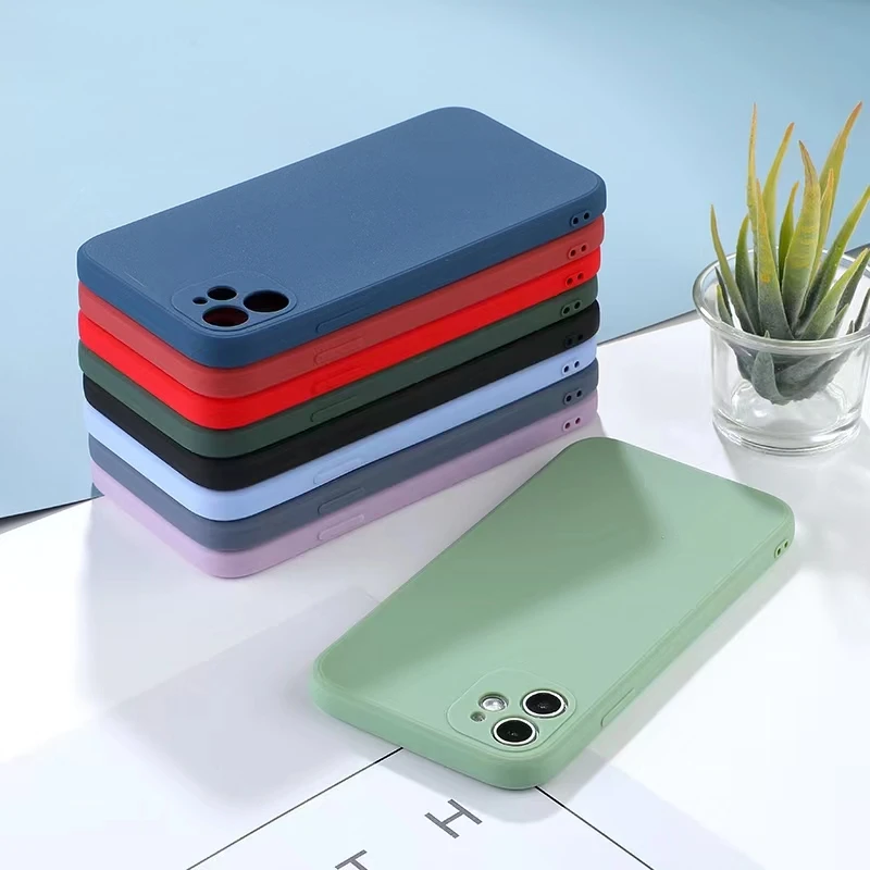 Liquid-Silicone-Straight-Edge-Case-For-iPhone-11-12-13-14-Pro-Max-X-XR ...