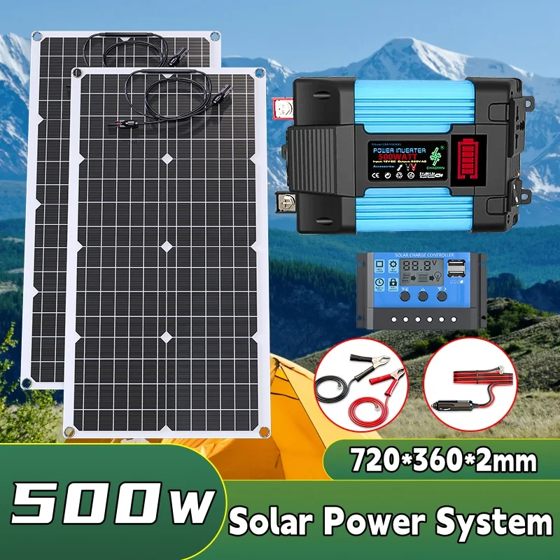 Solar-Kit-Power-Generation-Combo-500w-220v-110v-Inverter-Solar-Panel ...