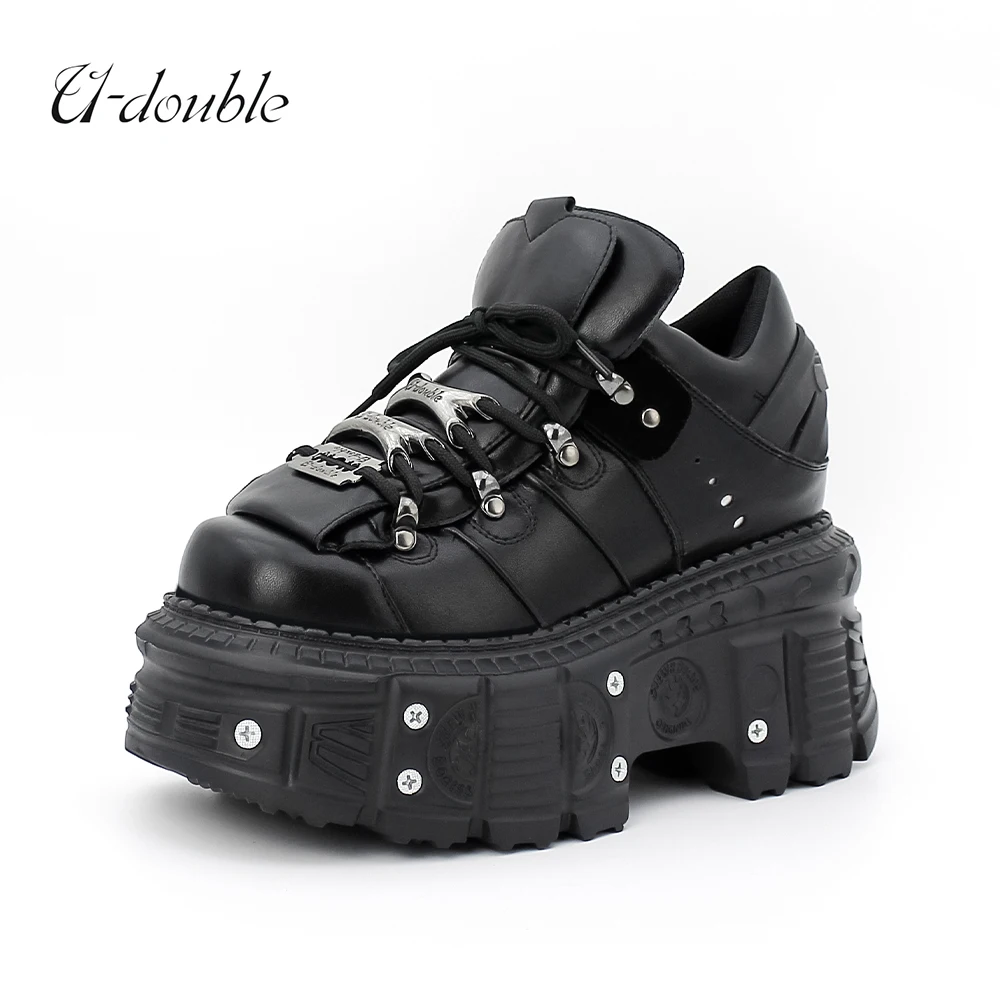 Neue-Punk-Stil-Damenschuhe-Schn-r-absatz-H-he-6cm-Plateaus-chuhe-Frau ...
