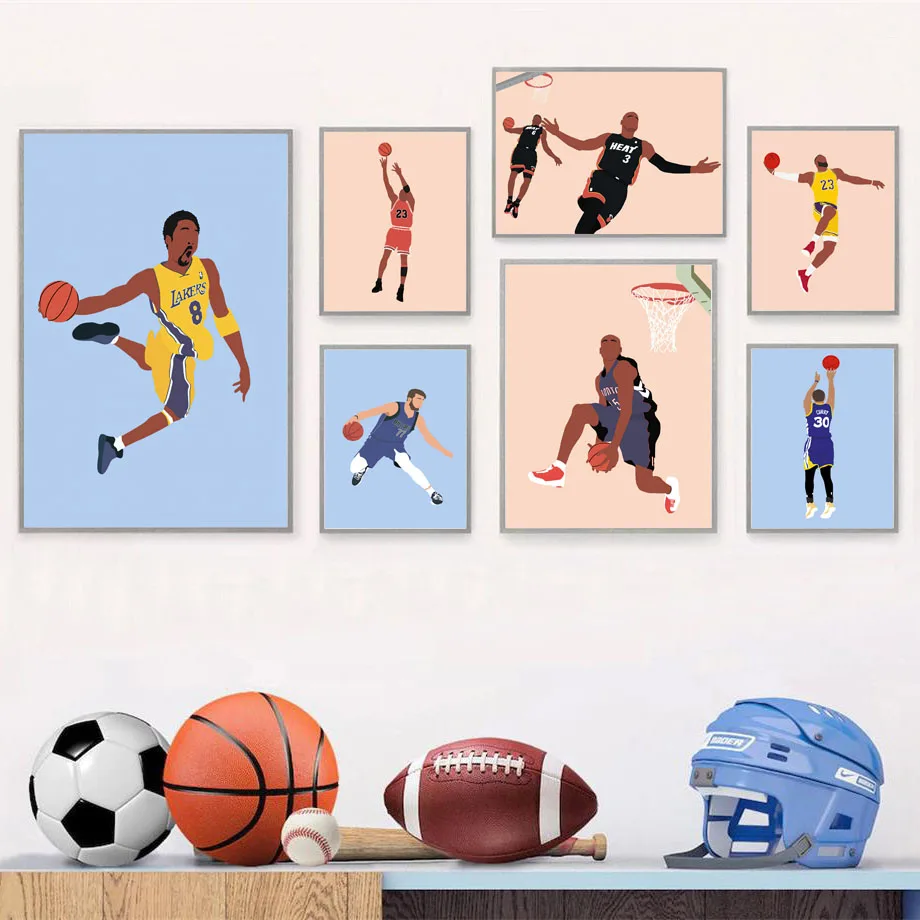 NBA-Famous-Basketball-Player-Super-Star-Portrait-Wall-Art-Canvas ...