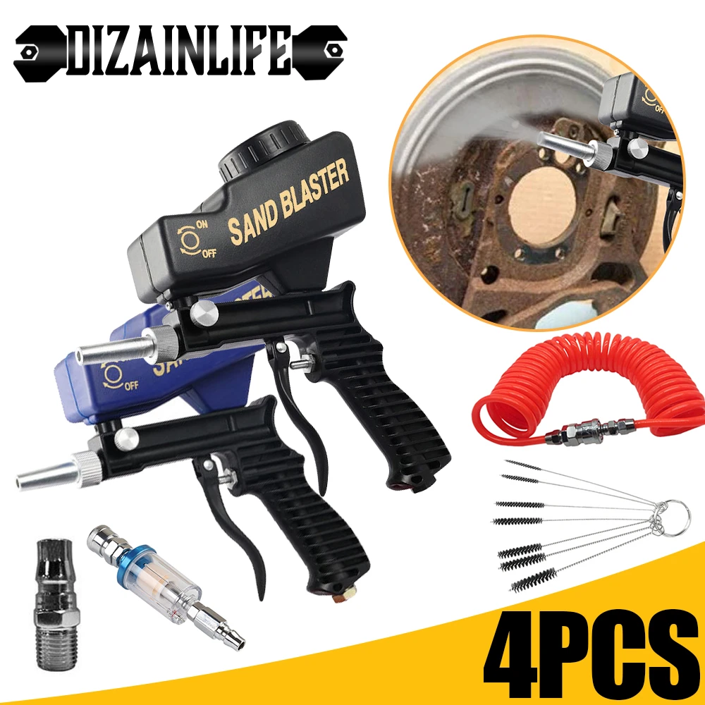 90psi Adjustable Sandblasting Gun Set Portable Blaster Sand Gun Rust ...