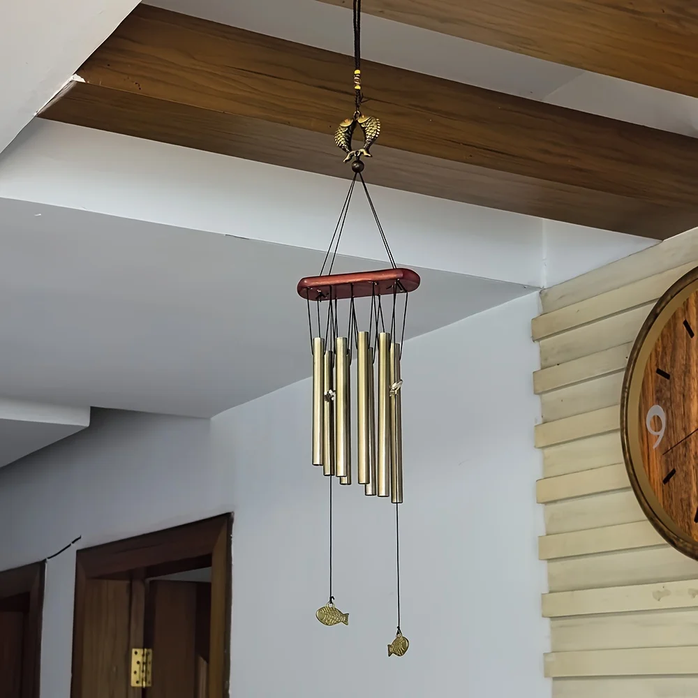 Double-Fish-Pattern-Metal-Wind-Chimes-Mahogany-Bronze-Tubes-For-Home ...