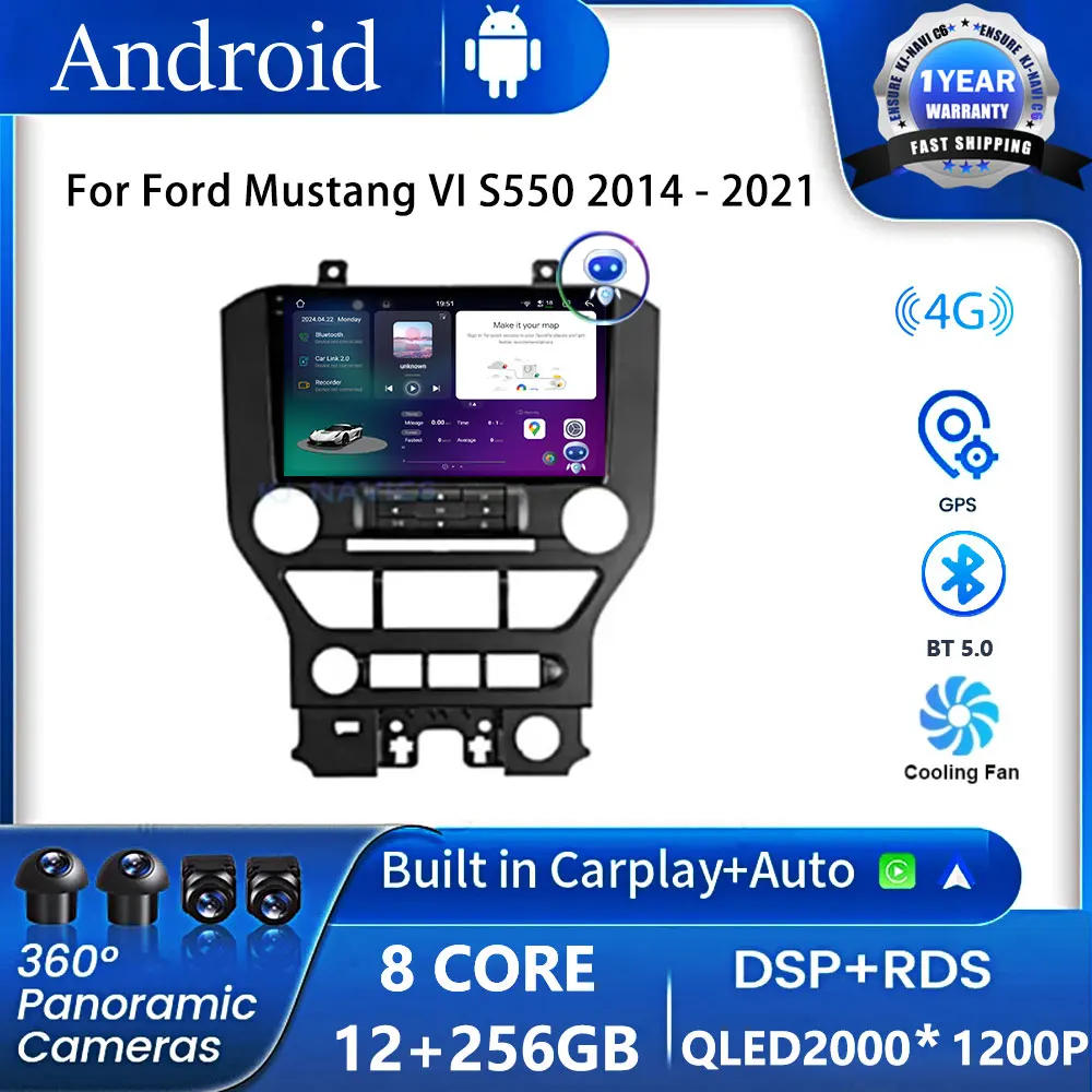 DSP-Android-14-QLED-Screen-For-Ford-Mustang-VI-S550-2014-2021-Car-Video ...