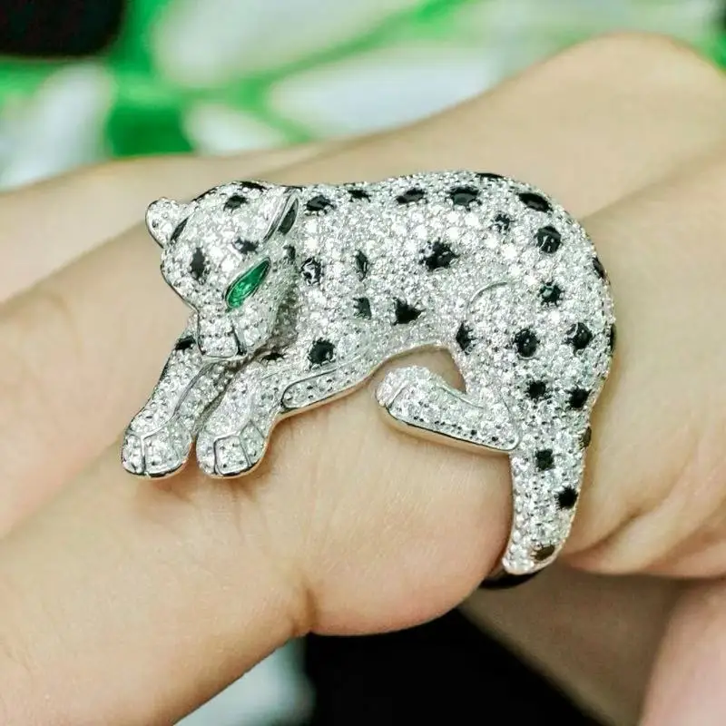 ZOCA-Luxury-Large-925-Sterling-Silver-Black-Spot-Leopard-Rings-Zircon ...