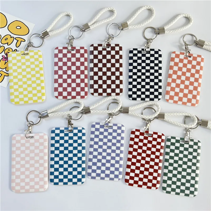 Simplicity-Checkboard-ID-Card-Holder-Fashion-Solid-Color-Student-Bus ...