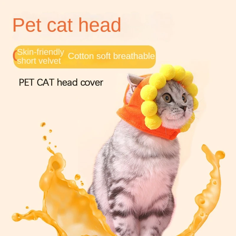 Pet Cat Head Hat Cover Spoof Headdress Funny Cat Headgear Small Tiger ...