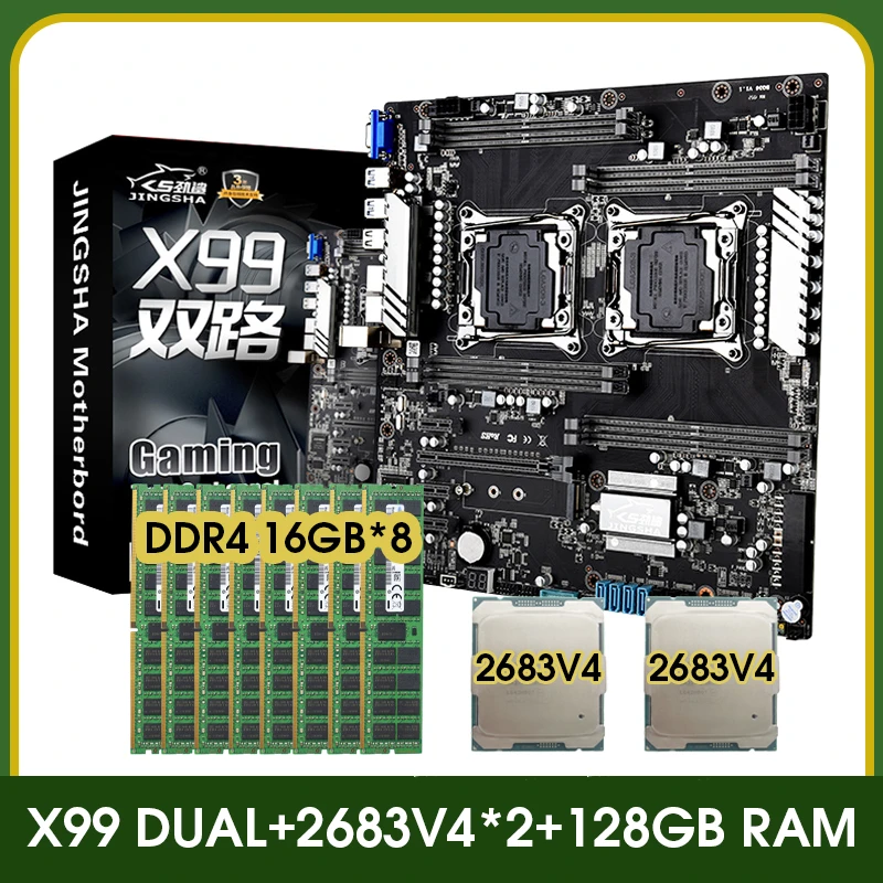 Jingsha X99 Dual Motherboard Set Combo With Intel Xeon E5 2683 V4 Dual ...