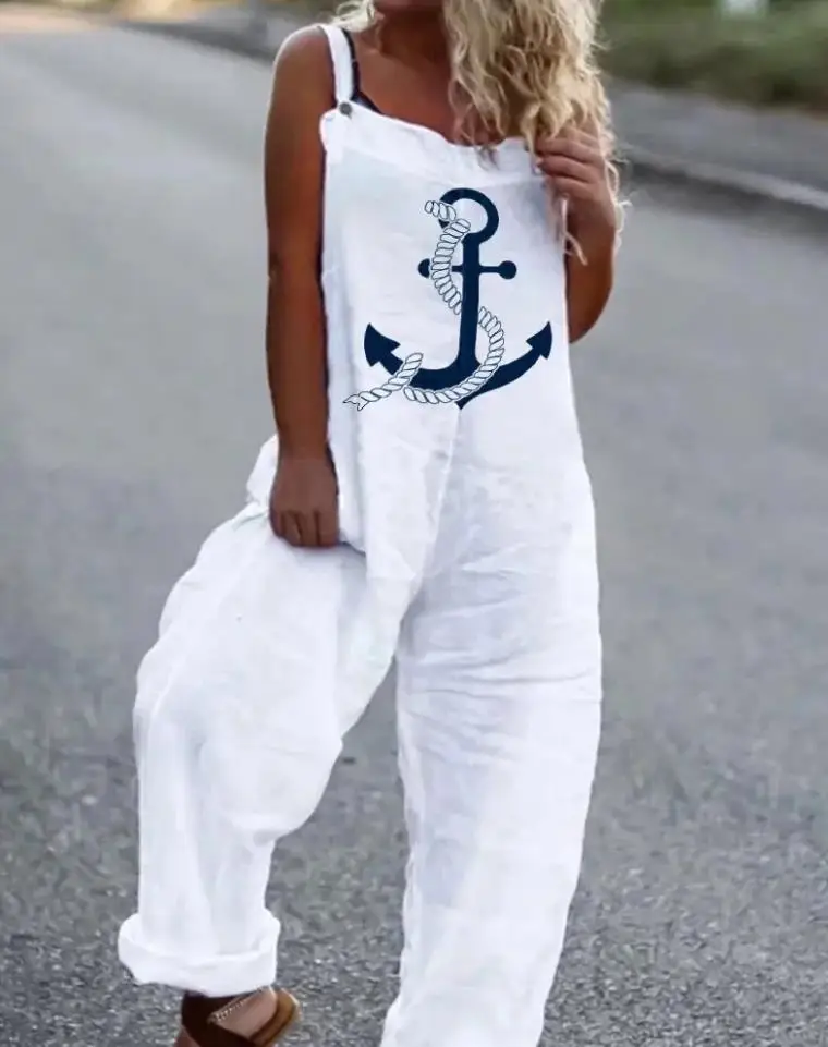 Monos-con-estampado-de-ancla-para-mujer-mono-con-tirantes-informal-Sexy ...