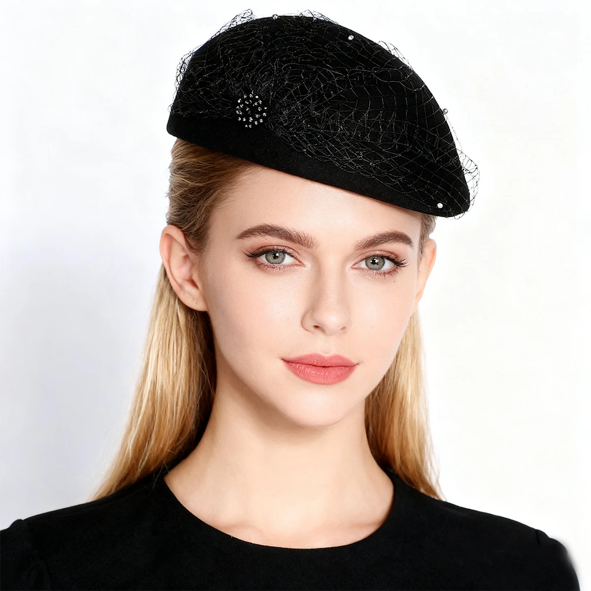 Wool Felt Beret Hat - French Millinery Wedding Cocktail Cap for Women ...