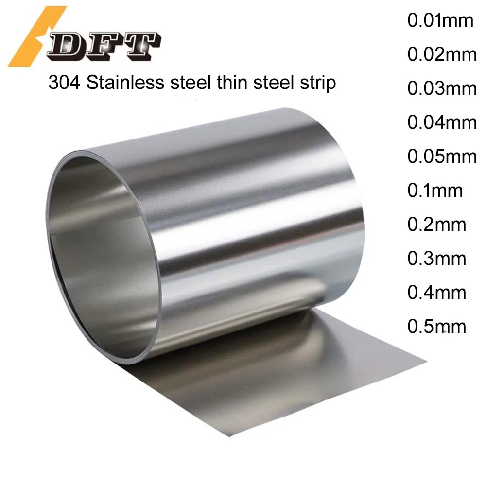 1 Meters 304 stainless steel strip sheet steel coil steel strip 0.01 0. ...
