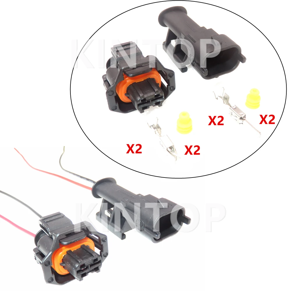 1 Set 2 Pins Auto Camshaft Sensor Sealed Plug With Wires AC Assembly ...
