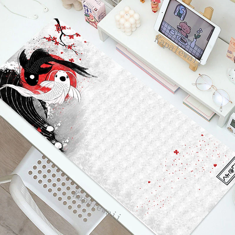 Black Mouse Pad Table Mat Pink Fish Mouse Pad Computer Keyboard Cute ...