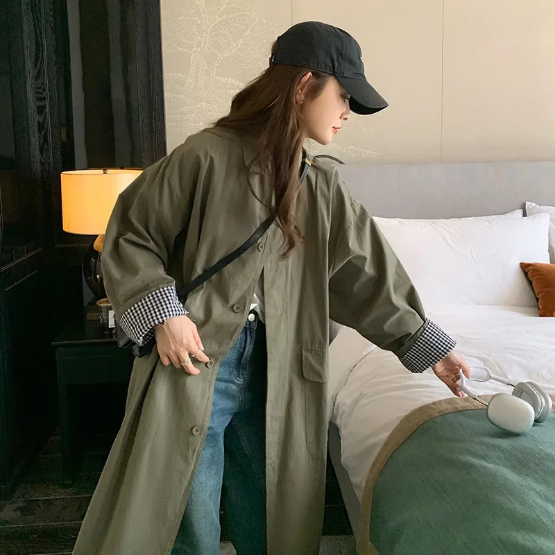 SuperAen-Women-s-Green-Work-Clothes-Trench-Coat-Women-s-Korean-Design ...