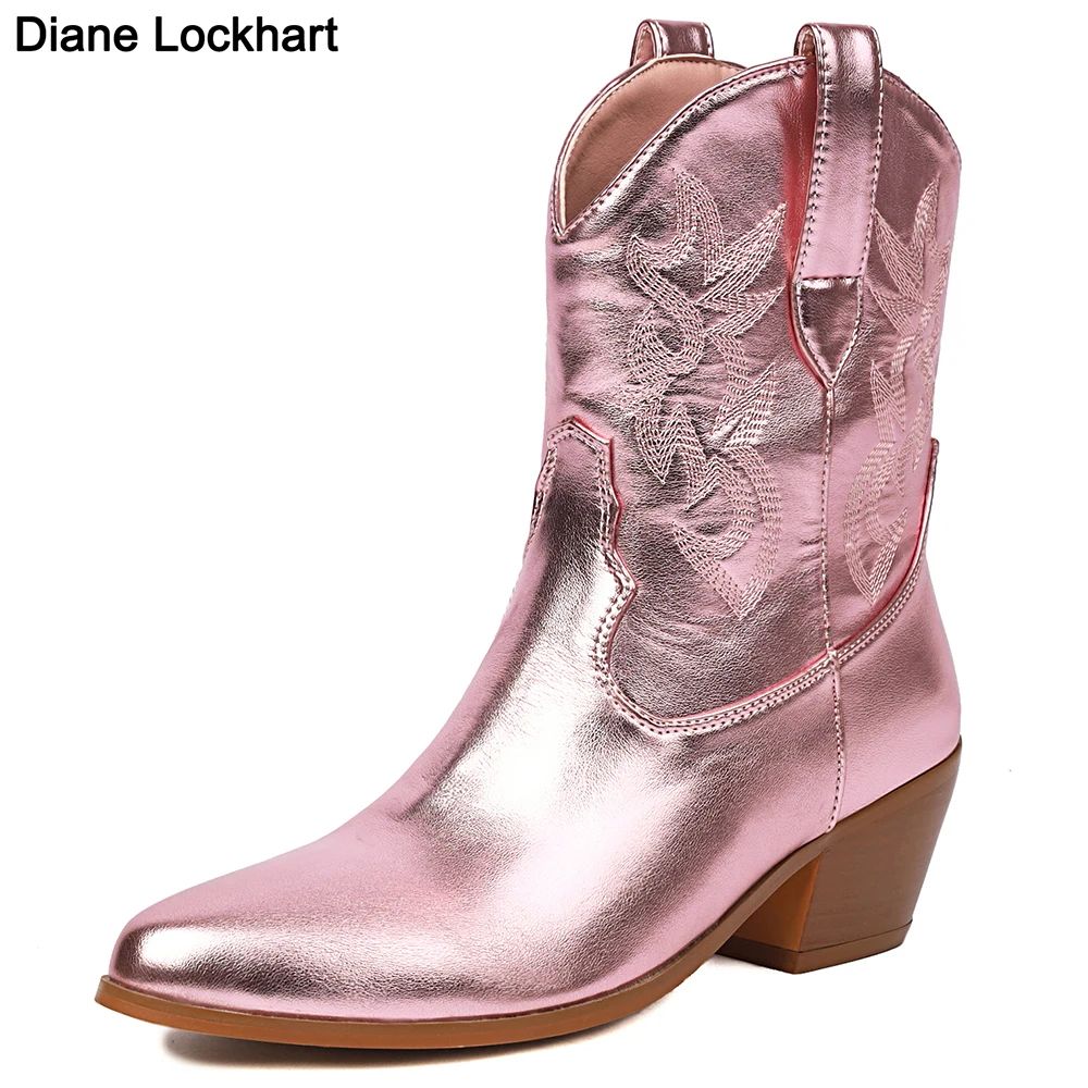 Pink-Cowboy-Cowgirl-Boots-For-Women-2024-Fashion-Embroidered-Pointed ...