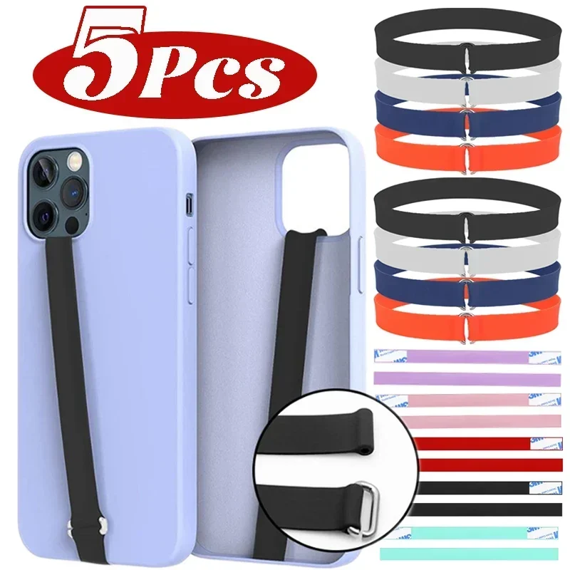 1-5Pcs-Silicone-Phone-Strap-Elastic-Soft-Wristband-Hand-Band-Grip-Ropes ...