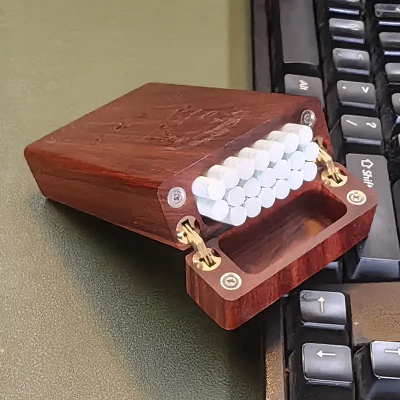 Handmade-blood-sandalwood-solid-wood-cigarette-box-flip-top-log-natural ...