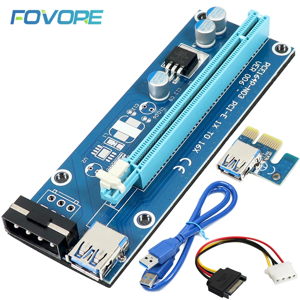 Riser-Card-Molex-4Pin-PCIE-PCI-E-PCI-Express-Adapter-Riser-1X-16X-USB3 ...