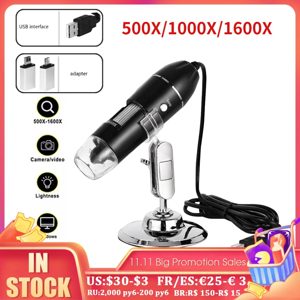 1600x Digital Microscope Camera 3in1 Type-c Usb Portable Electronic ...