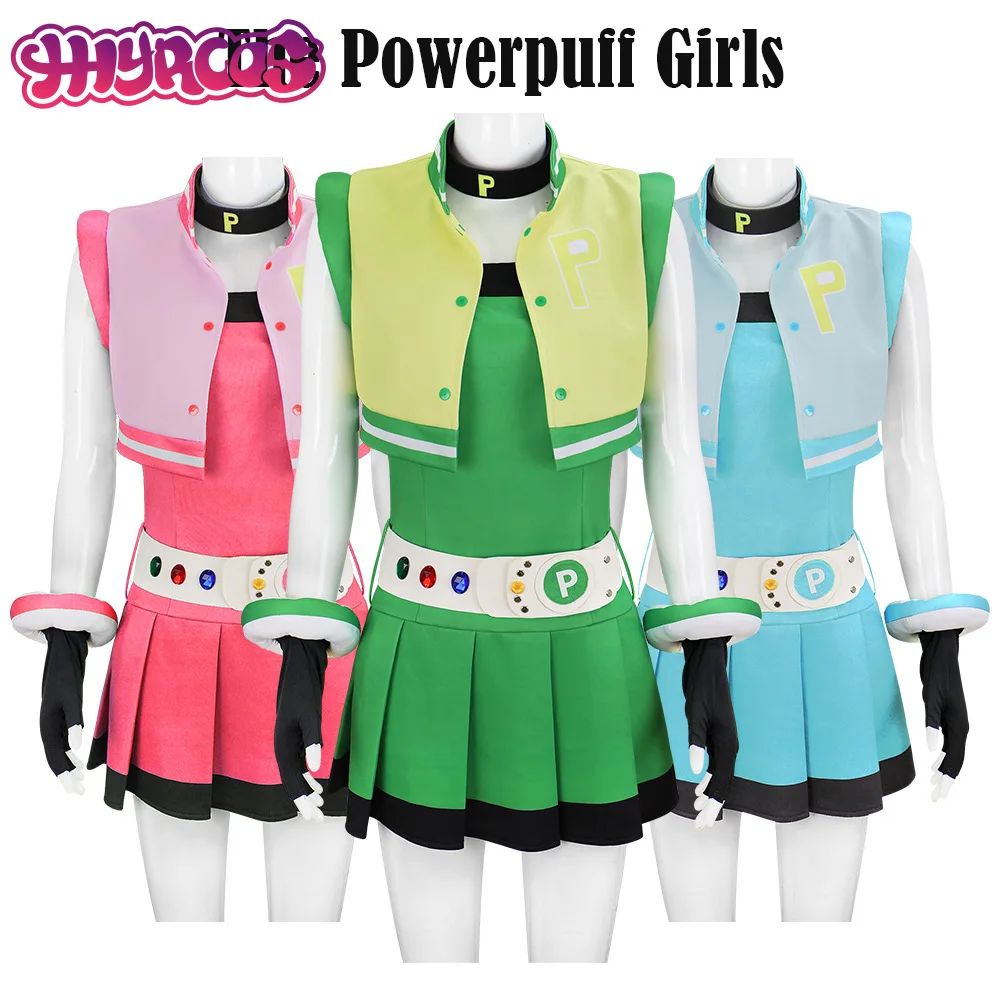 Cosplay Girls Costume Full Set Blossom Anime Powerpuff Girls Buttercup ...