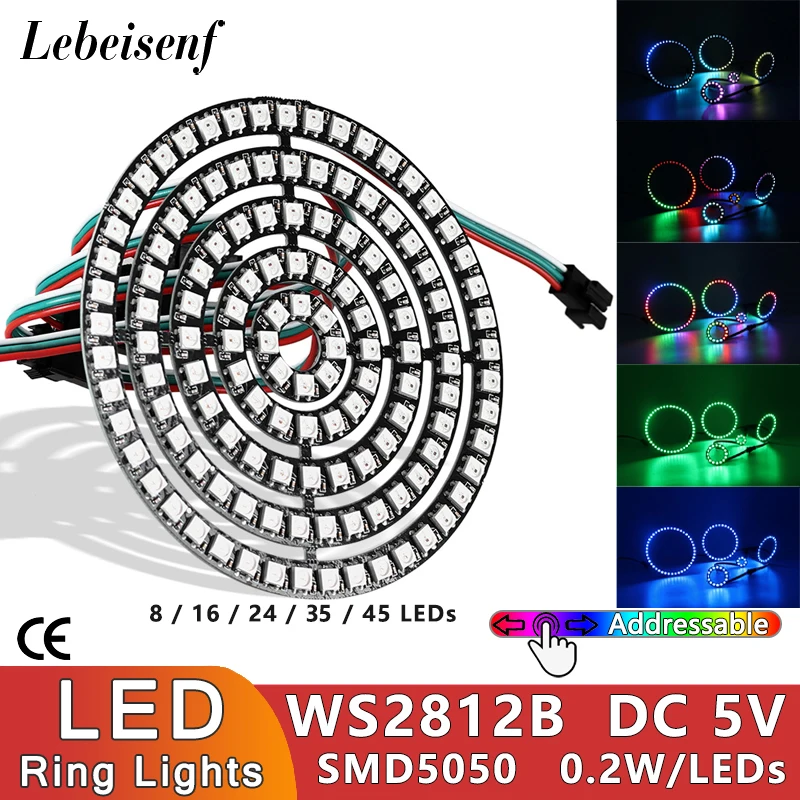 LED-Angel-Eye-Light-Ring-8-16-24-35-45-Pixels-Lamp-SMD-5050-WS2812B ...