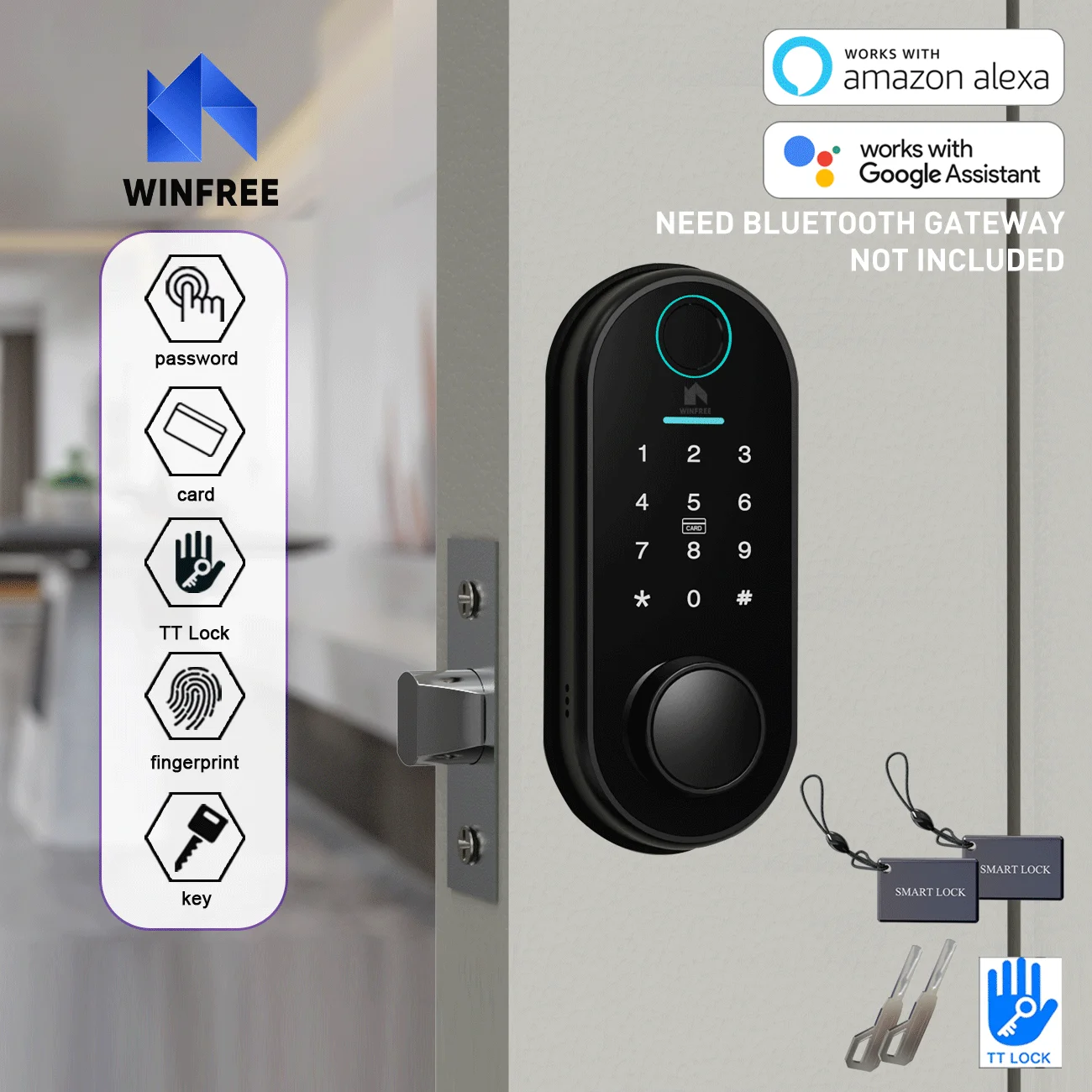 WINFREE-Smart-Deadbolt-Fingerprint-Door-Lock-Passcode-Card-Keyless ...