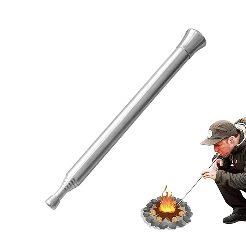 Blow-Fire-Tube-Mouth-Blowpipe-Outdoor-Stainless-Steel-Telescopic-Fire ...
