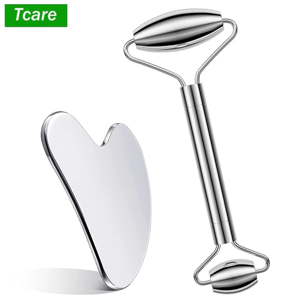 Tcare Stainless Steel Face Roller and Gua Sha,Facial Roller Massager ...