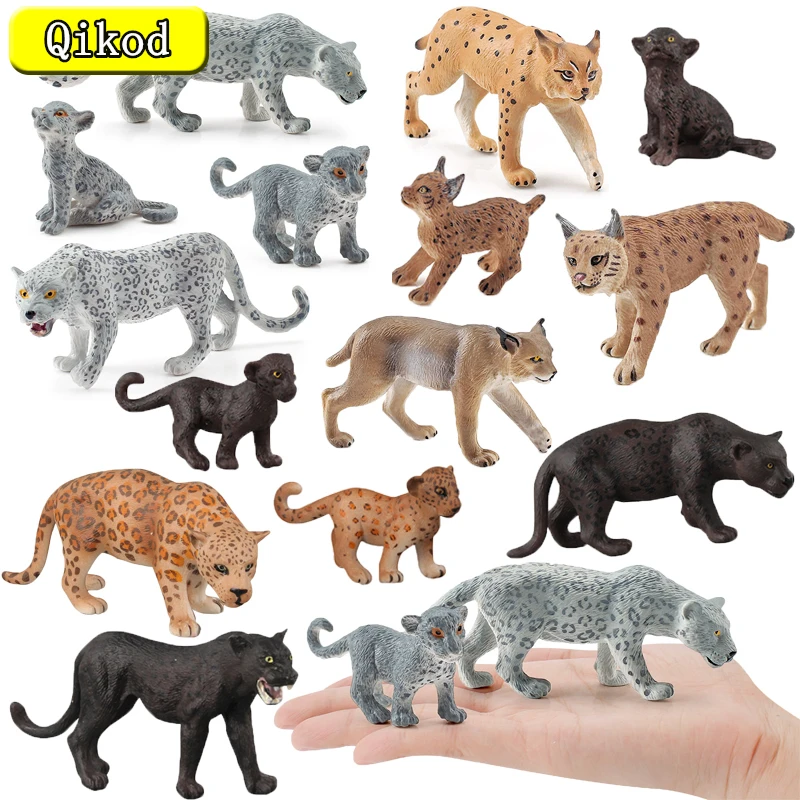 New Wild Feline Figurine Snow Leopard Black Panther Lynx Simulation ...