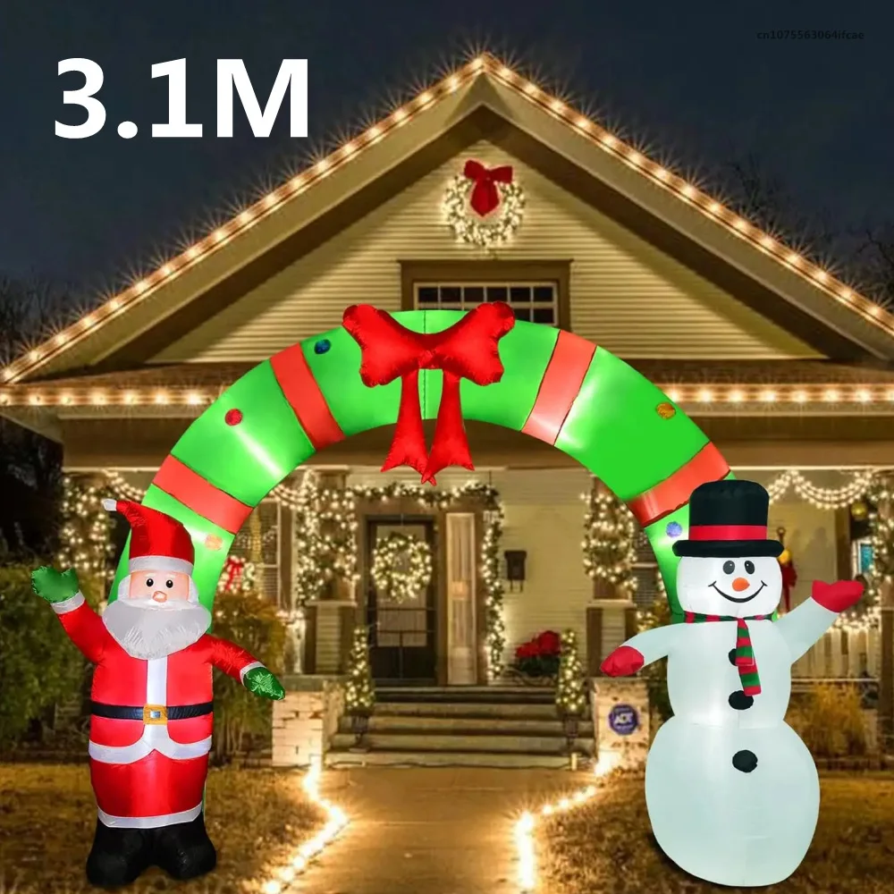 3-1M-Christmas-Inflatable-Arch-with-Santa-Claus-Snowman-Built-in-Led ...