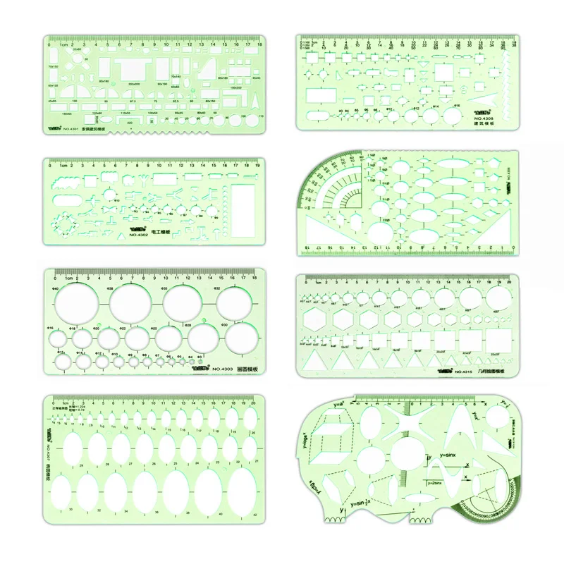 Plastic Hollow Measuring Rulers Set Office and School Templates ...