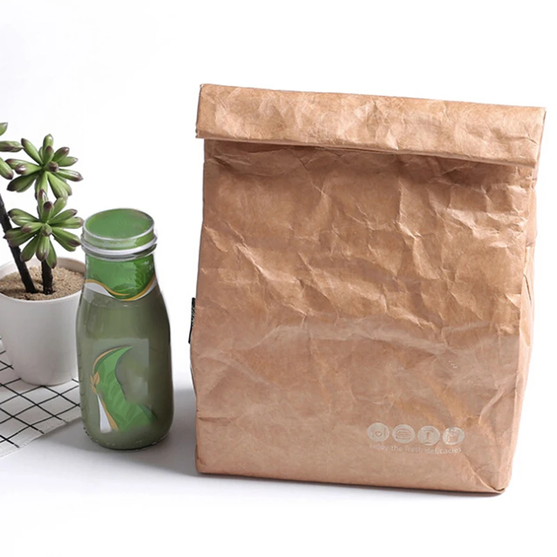 Brown-Paper-Lunch-Bag-Reusable-Insulated-Thermal-Cooler-Sack-Magnetic ...