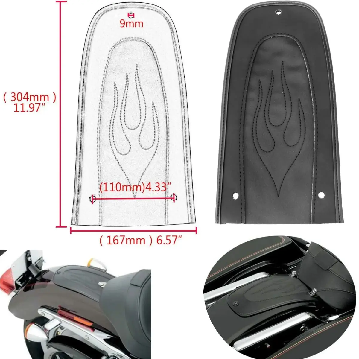 Motorcycle-Accessories-Black-Leather-Diamond-Rear-Fender-Bib-For-Harley ...