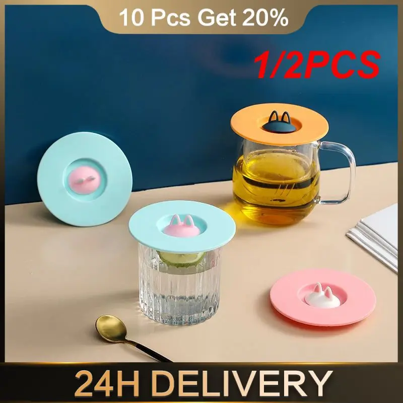 1-2PCS-Suction-Cup-Cover-Heat-resistant-Silicone-Tea-Coffee-Lids-Home ...