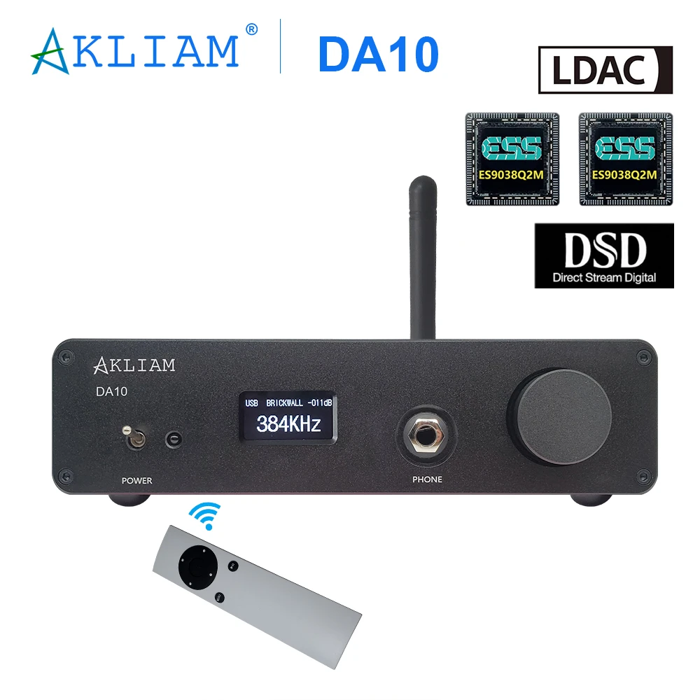 AkLIAM DA10 듀얼 ES9038Q2M DAC QCC5125 블루투스 LDAC DSD512 오디오 디코더, 로드 레인 ...