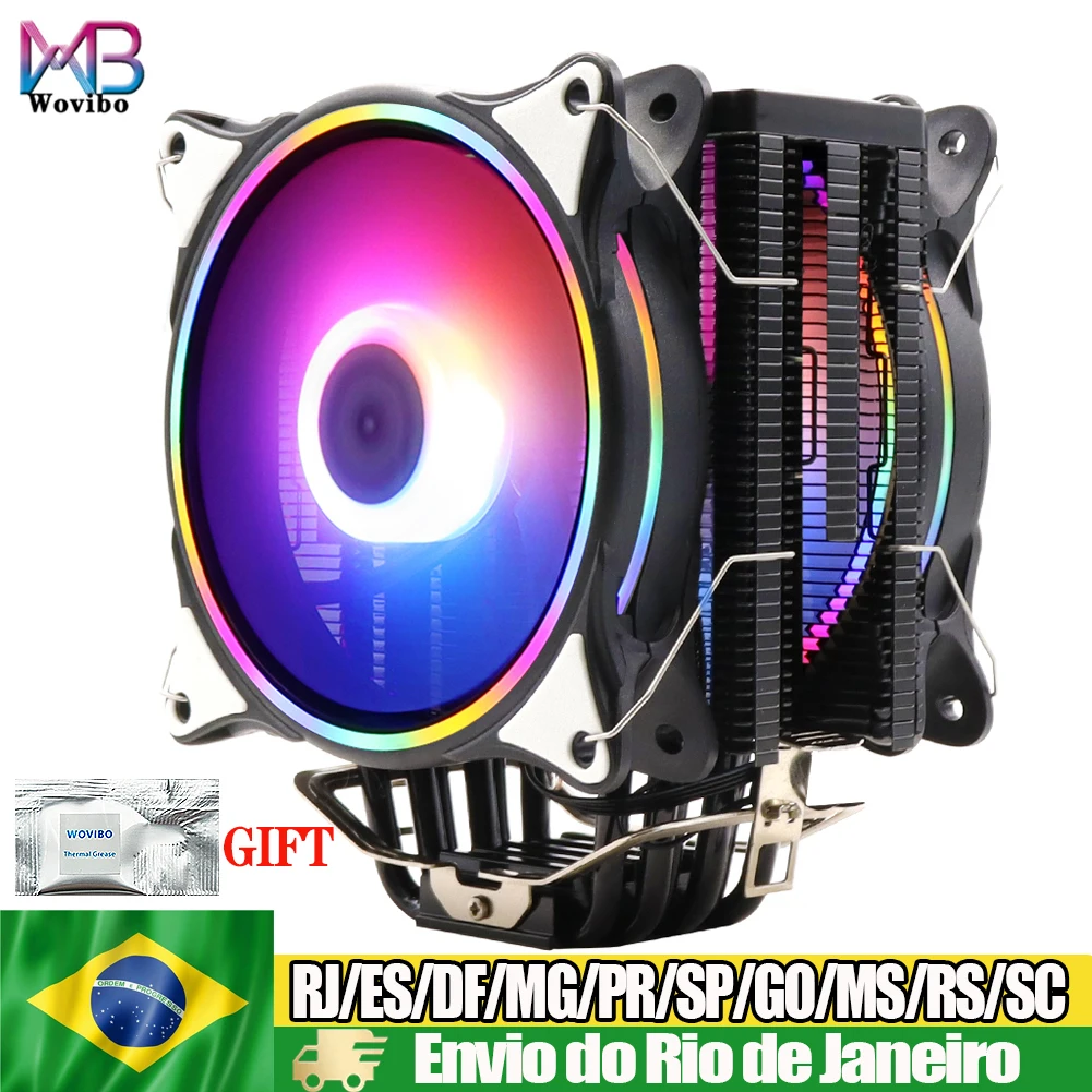 120mm Cpu Cooler Radiador Ventilador 6 Heatpipe Rgb Pwm 4pin Silencioso ...