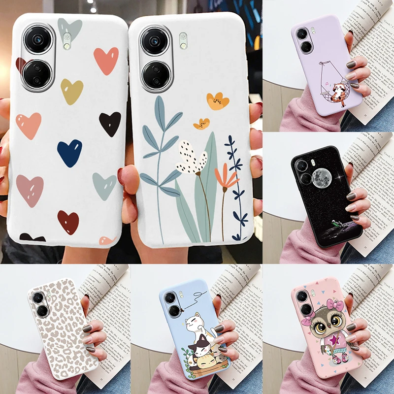Case-For-Redmi-13C-6-74-Cute-Heart-Flower-Back-Cover-Soft-Silicone ...