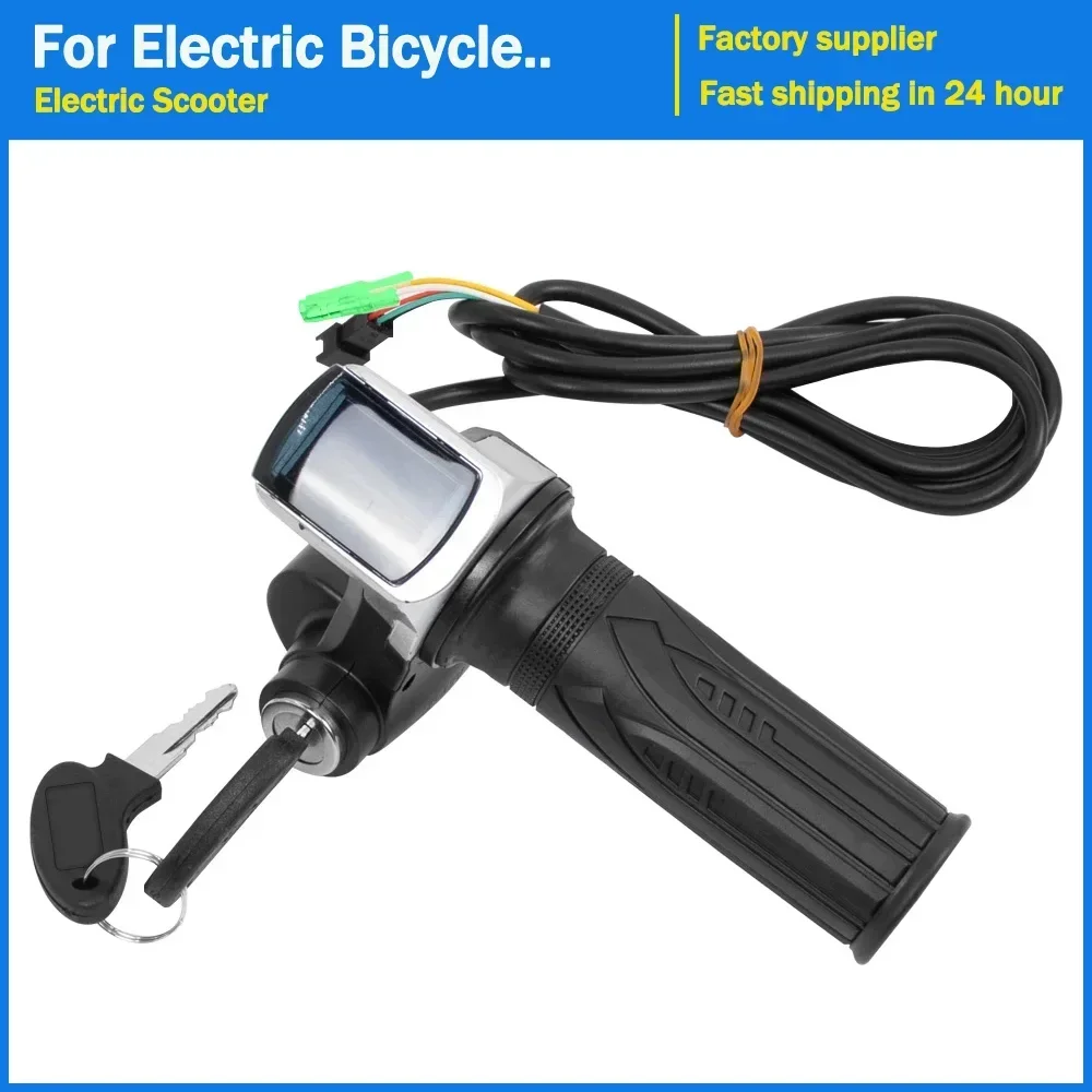 Throttle Grip with Key Lock Power Indicator with LCD Display 36V 48V ...