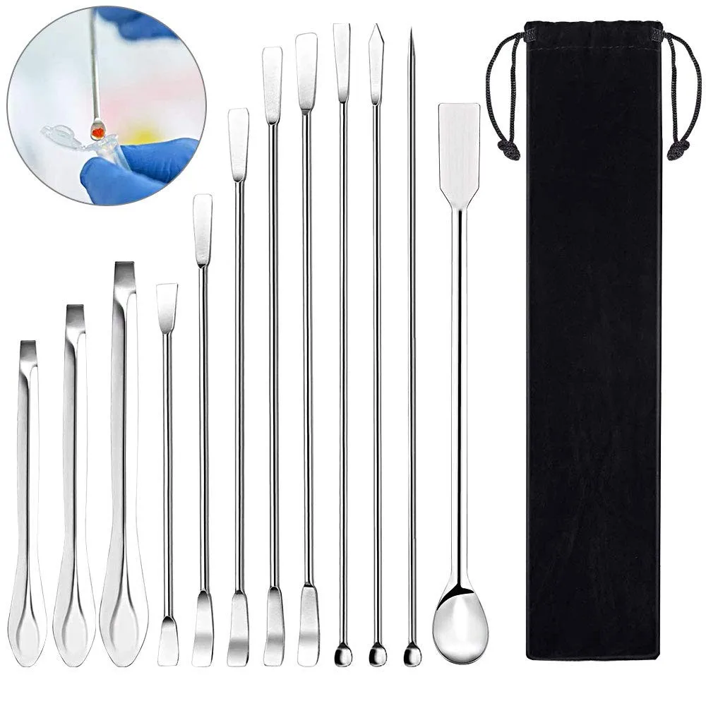 12Pcs-Stainless-Steel-Lab-Spoon-Spatula-Laboratory-Sampling-Spoon-Set ...