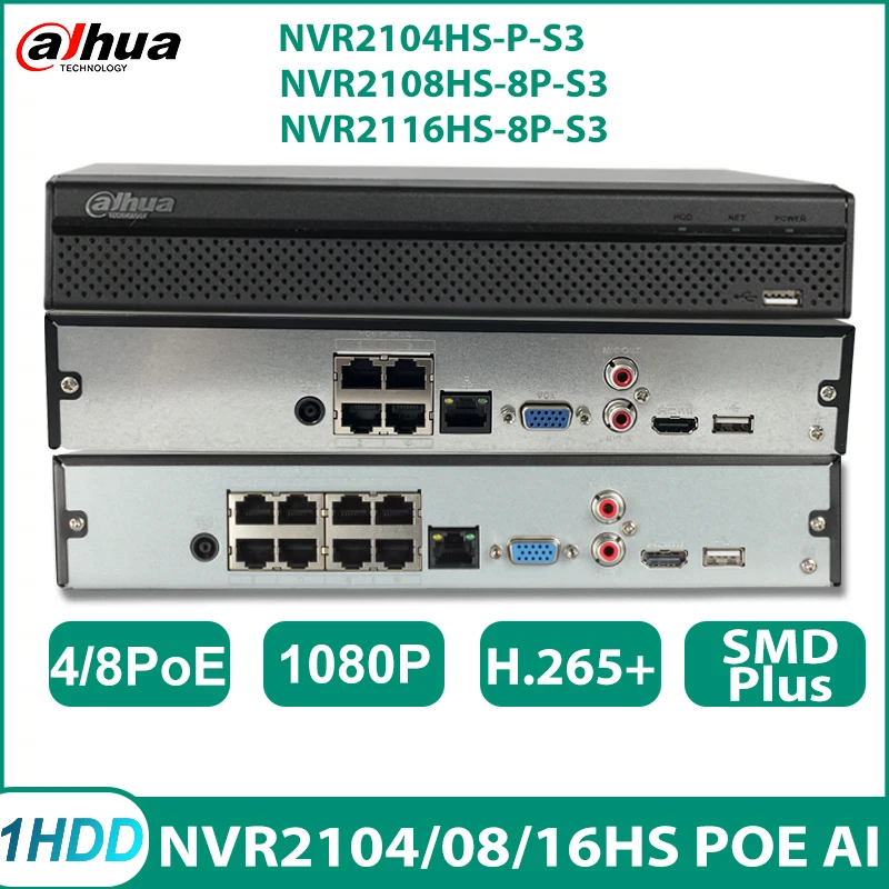 Dahua NVR2104HS-P-S3 4K Multilingual 1HDD 4/8 Channels Video Recorder ...
