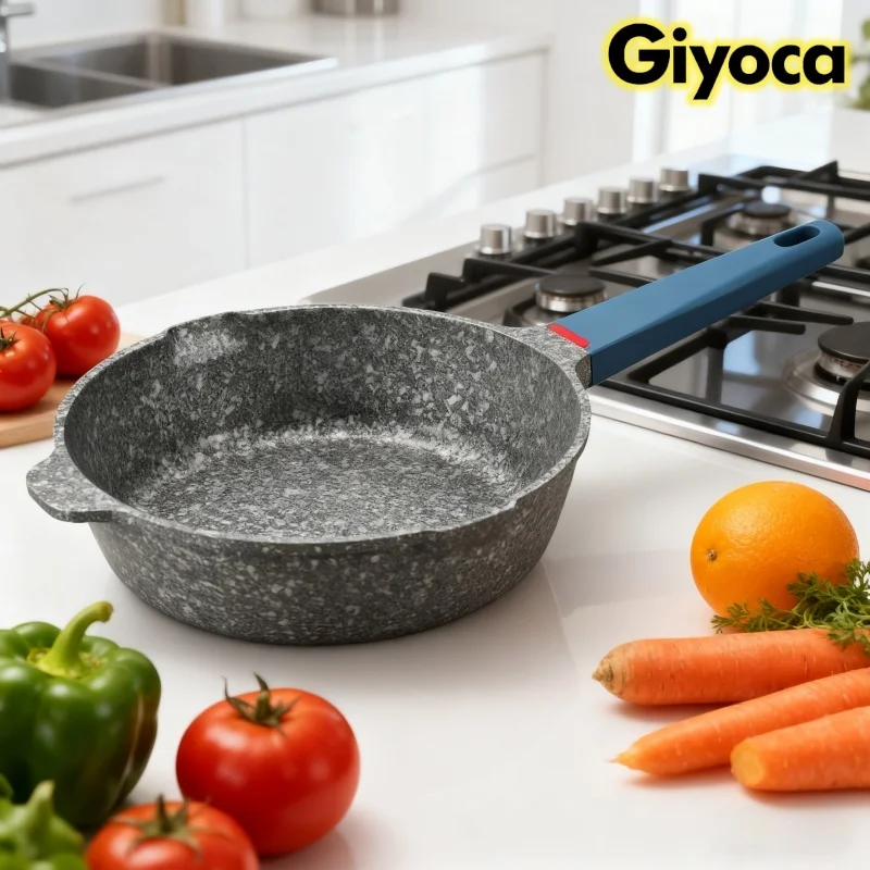 Giyoca 24/28cm Frying pan Medical Stone Coated Saucepan Low-smoke Wok ...
