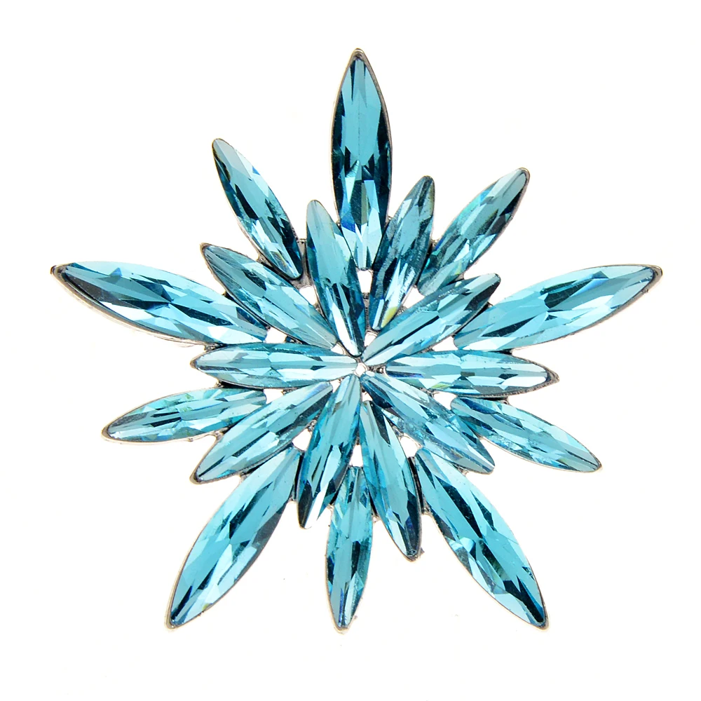 CINDY XIANG Blue Color Rhinestone Snowflake Brooch Winter Fashion ...