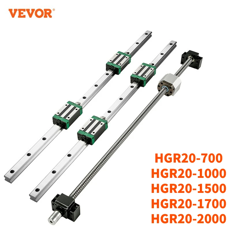 VEVOR HGR20 2PCS Linear Guide Rails 700 2000MM 4PCS Slide Blocks RM1605 ...